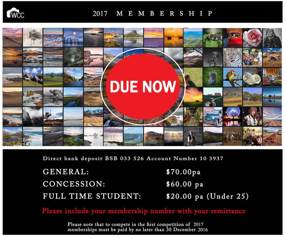 Membership Fee – Due Now – Waverley Camera Club